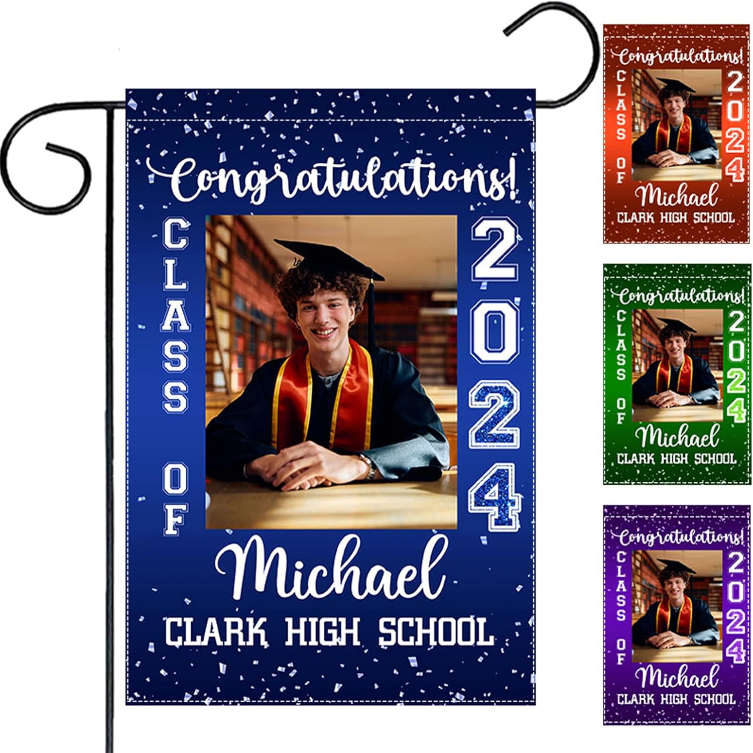 Amazon.com : Personalized Graduation Garden Flag with Photo Name Custom ...