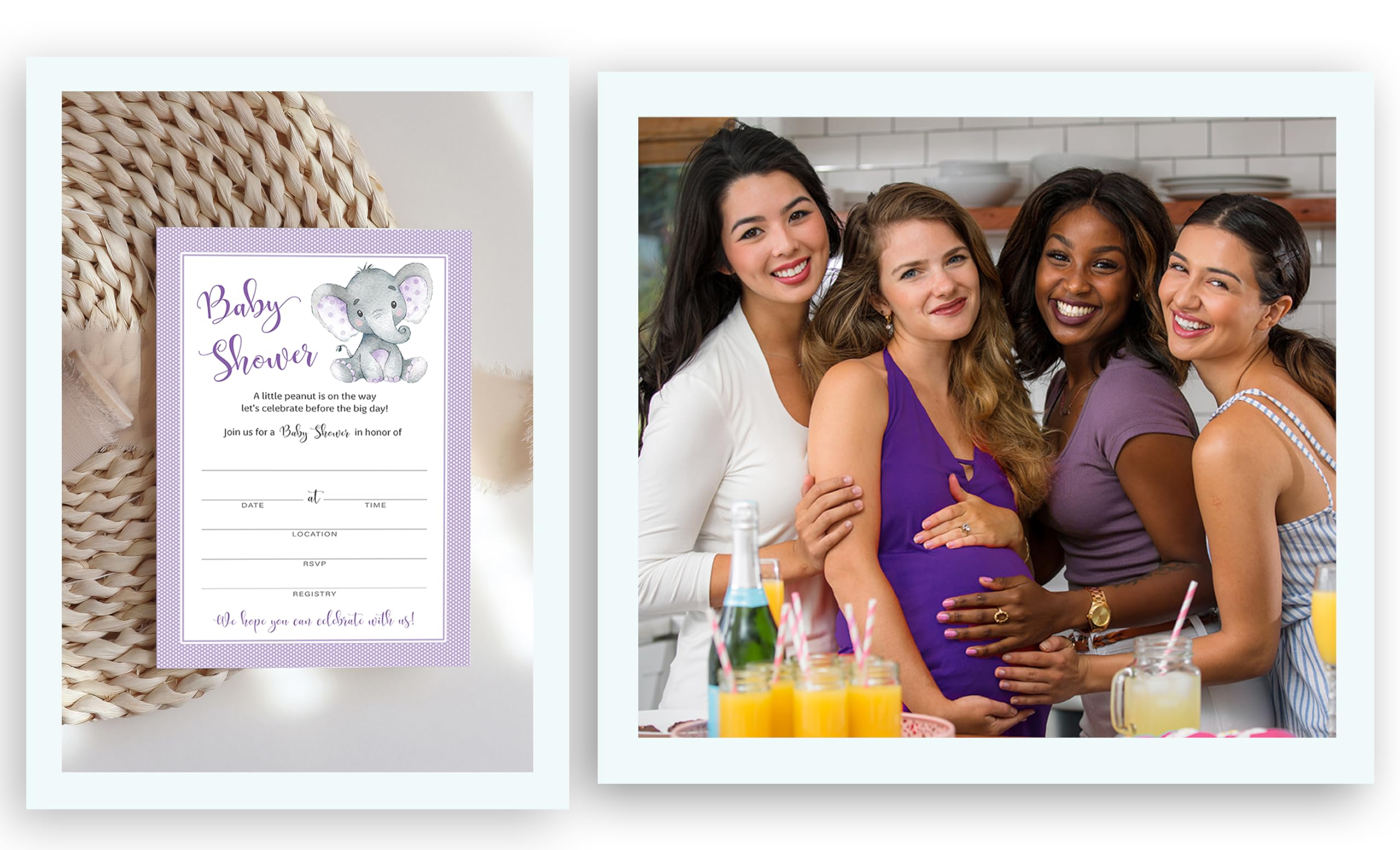 Invitaciones Para Baby Shower De Color Morado Afroamericanas