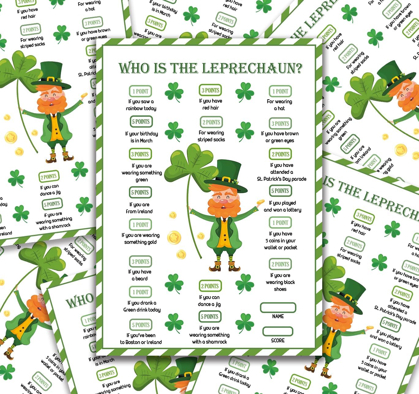 Amazon.com: BEUFSE St Patricks Day Party Game, St Patrick's Day Who is ...