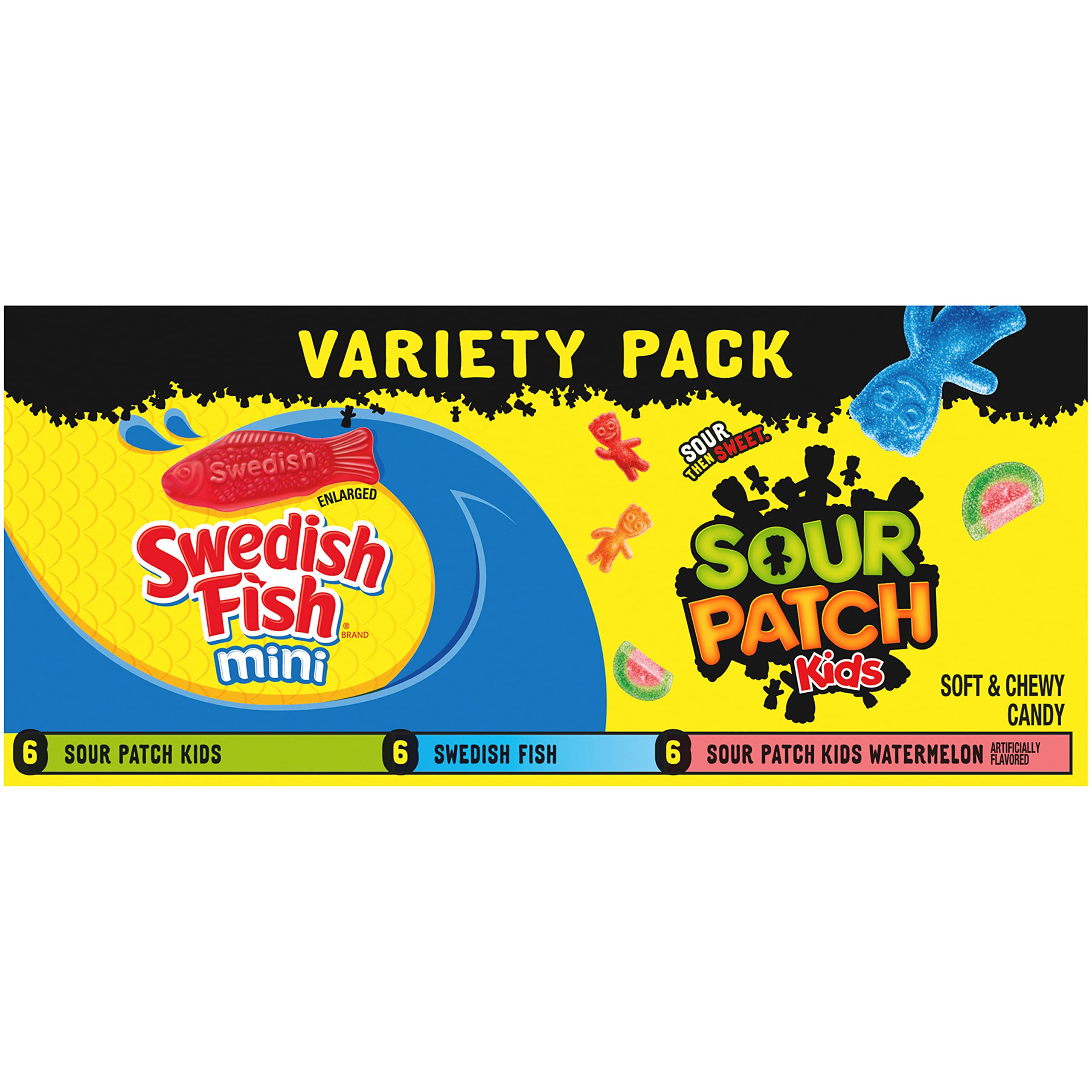 SOUR PATCH KIDS & SWEDISH FISH Soft & Chewy Candy Variety Pack, 18 ...