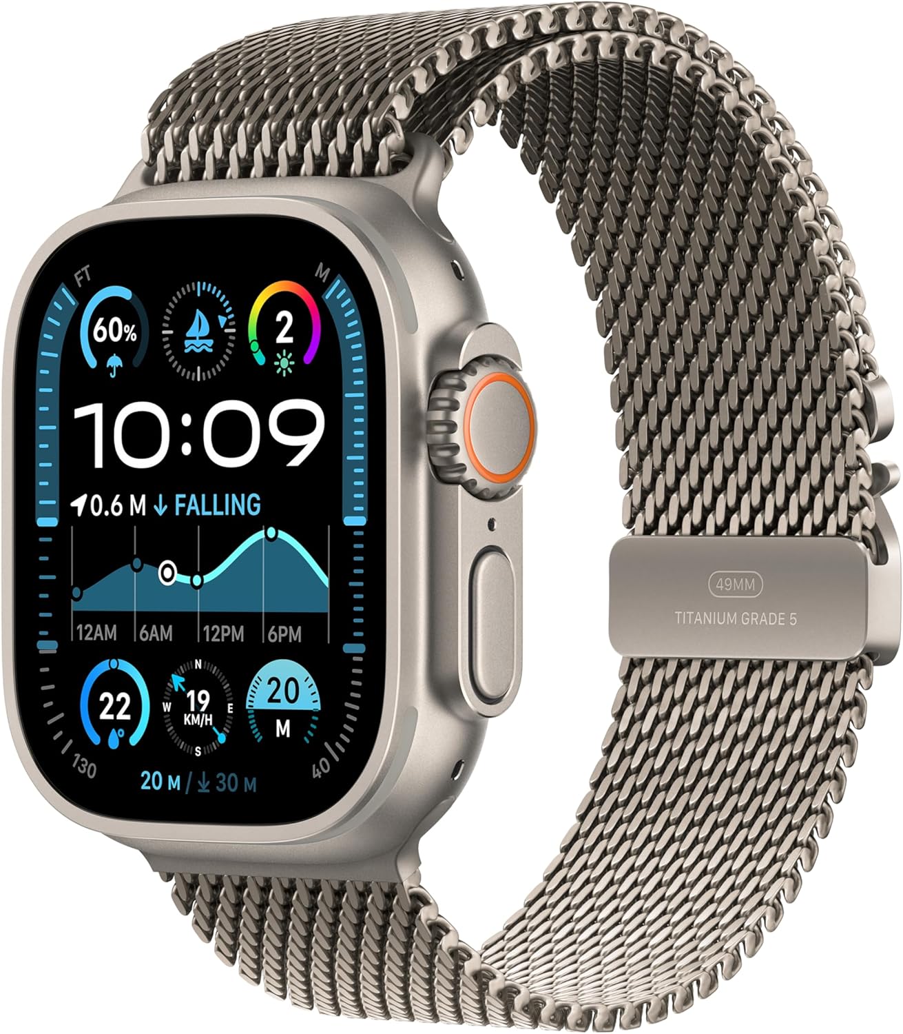 Apple Watch Ultra 2 [GPS + Cellular 49mm] Smartwatch, Sport Watch with Rugged Natural Titanium ...