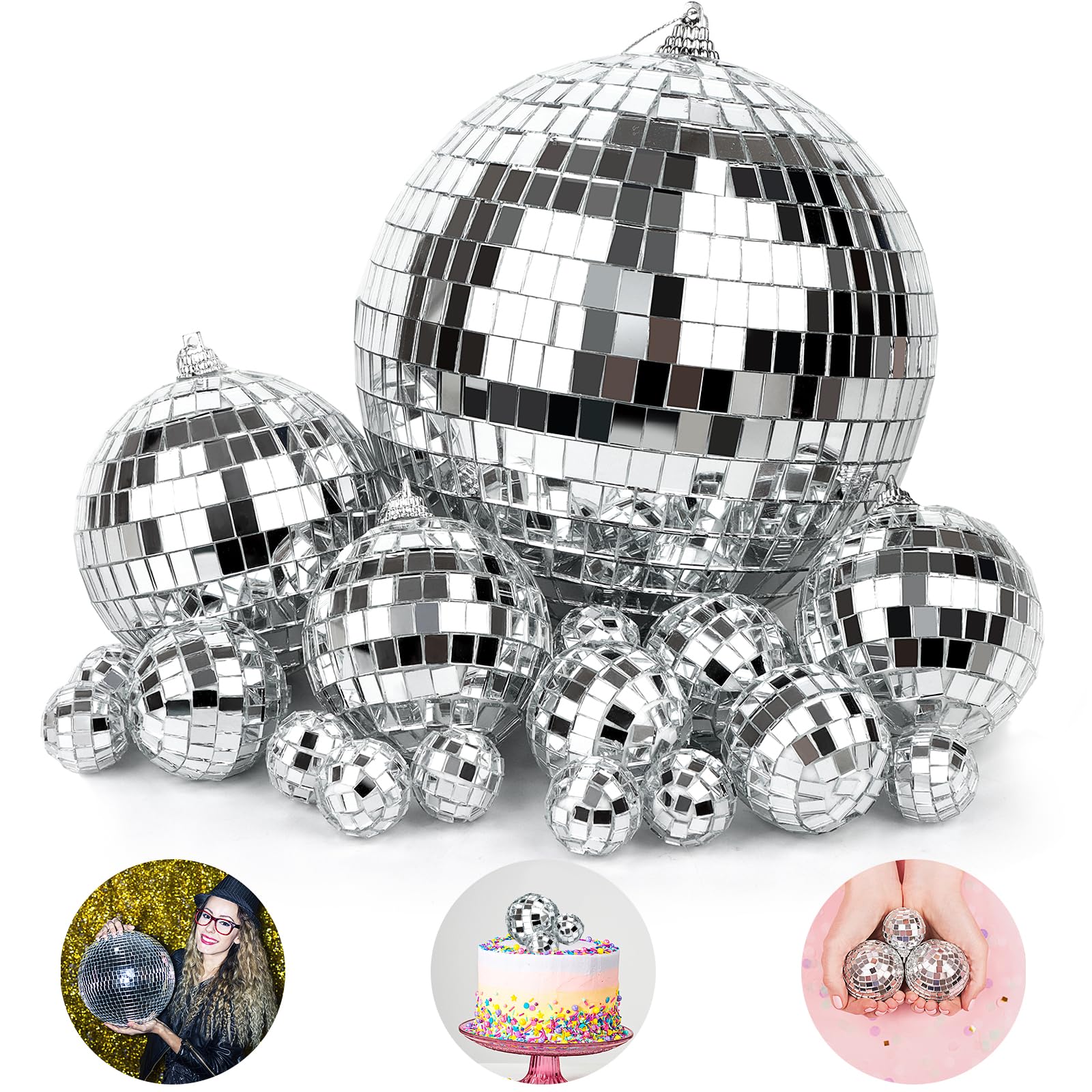 Wwmily 18pcs Mirror Disco Ball Dj Lighting Effect Silver Disco ...