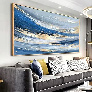 Toile murale abstraite bleue encadrée – Fantaisie bleue, moderne ...