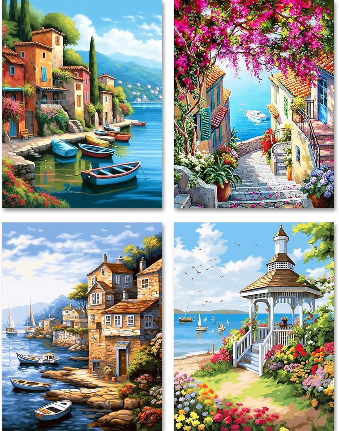 Amazon.com: Hlison Paint by Number for Adults Canvas, 4 Pack Landscape ...