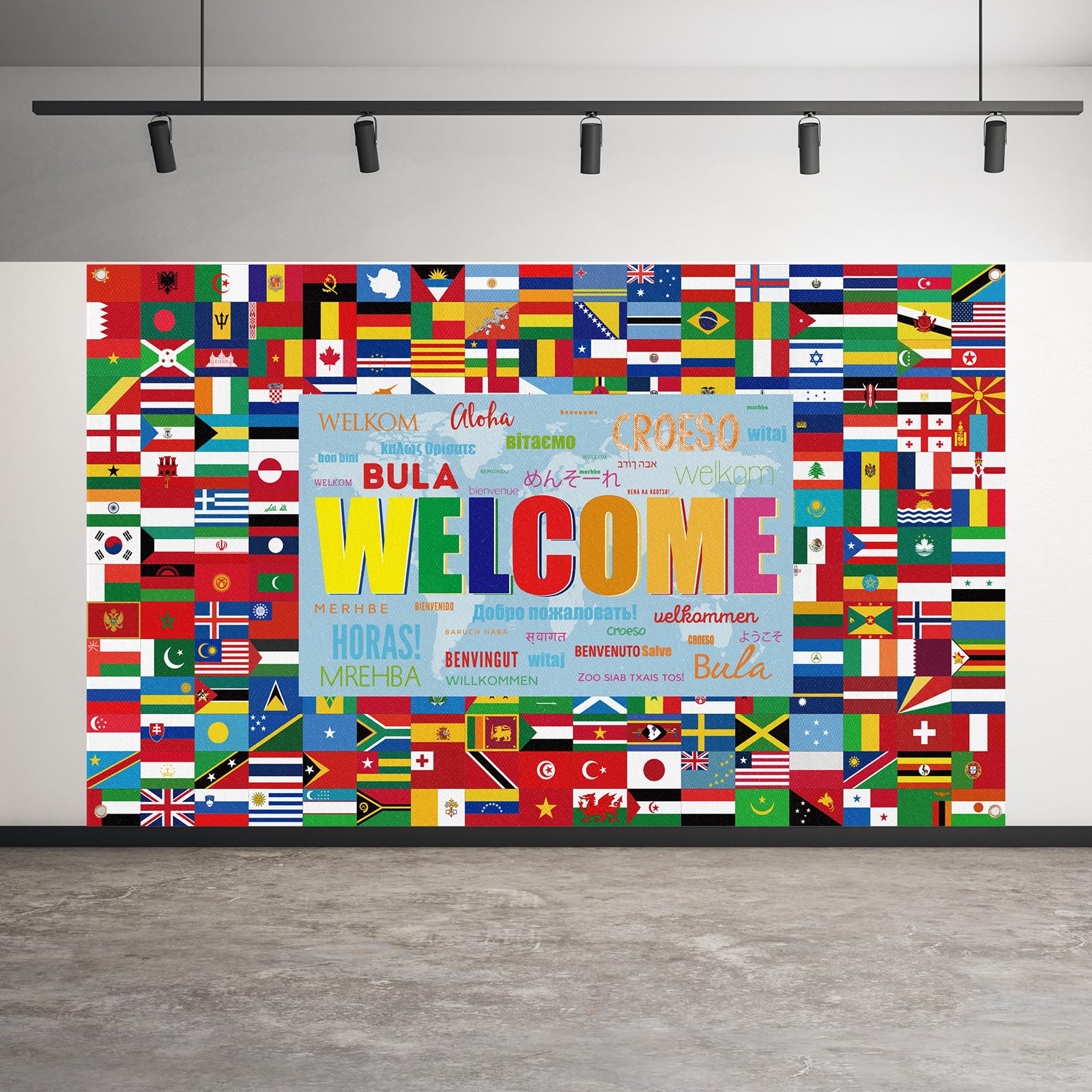 Amazon.com: World Flags Backdrop 6x3.6ft International Welcome Backdrop ...