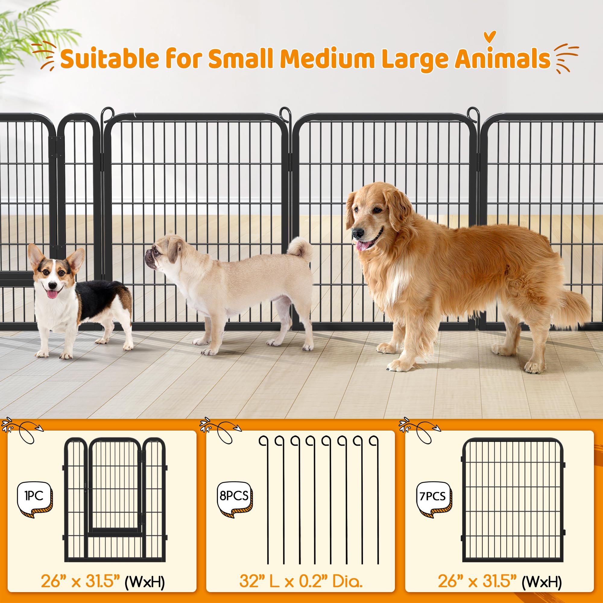 Snapklik.com : Dog Playpen Outdoor, 32 Inch 24 Panels Dog Pen Indoor ...
