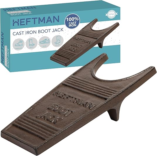 HEFTMAN Boot Jack Cast Iron - Heavy Duty, Rustic Welly Boot Remover for ...