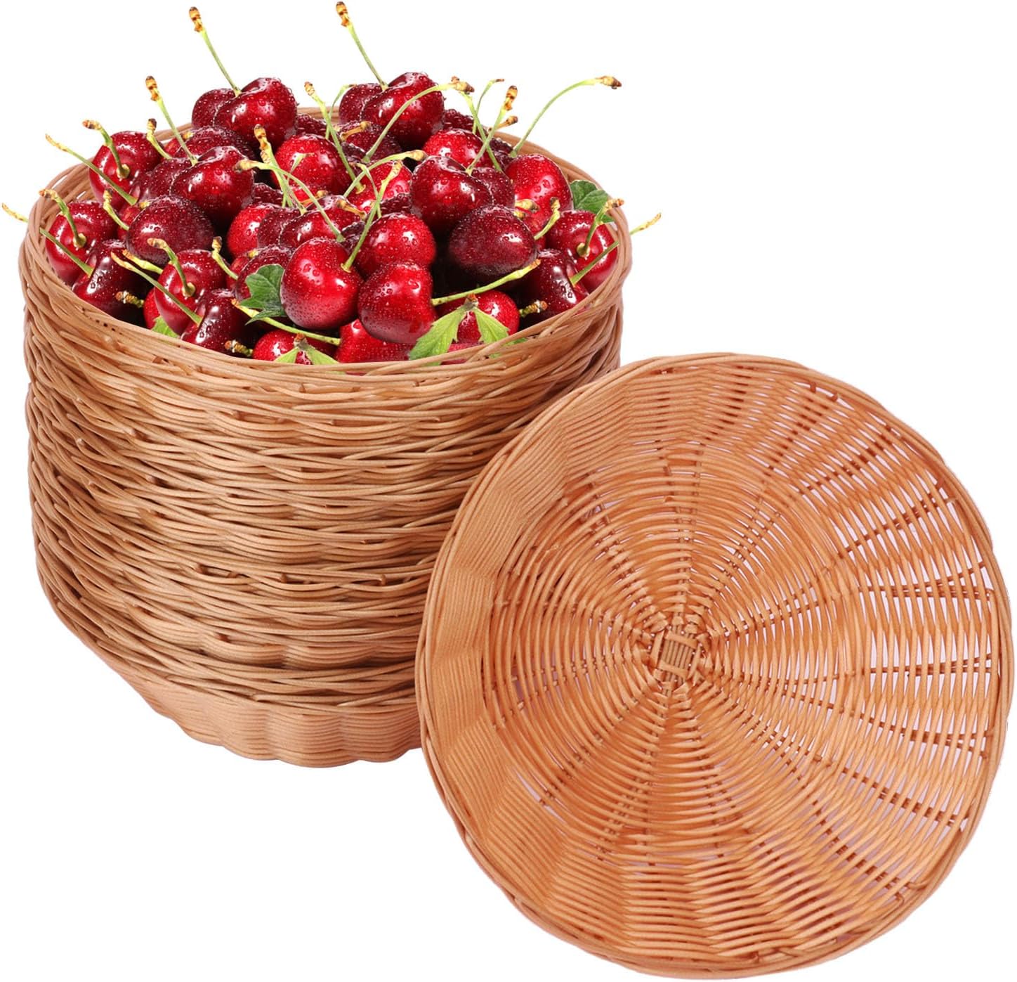 Amazon.com: Kukmakri 9.5 Inch Round Poly Wicker Baskets - Bulk 11 Pack ...