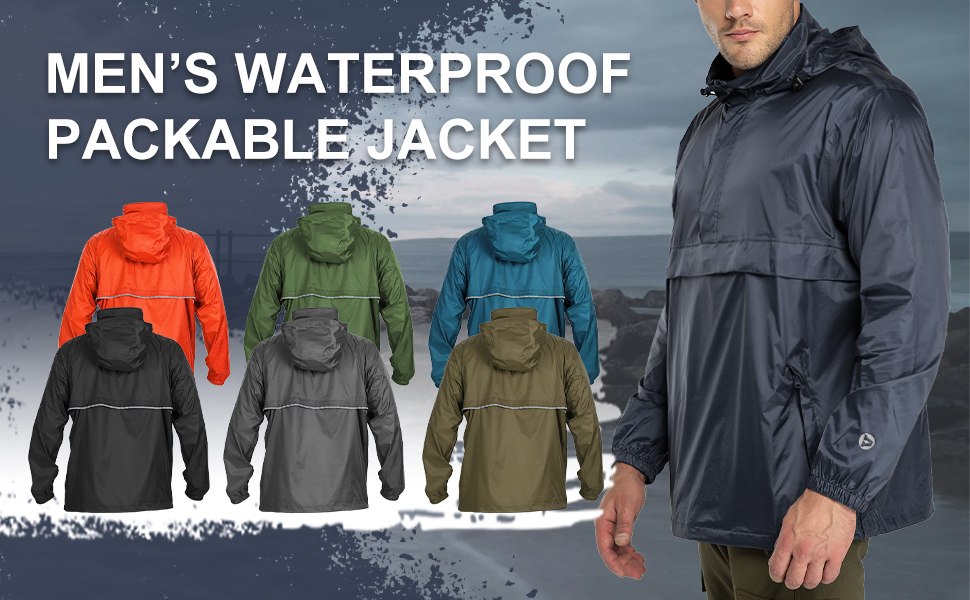 Watch Men＇s Rain Jacket Waterproof Lightweight Packable Pullover on ...