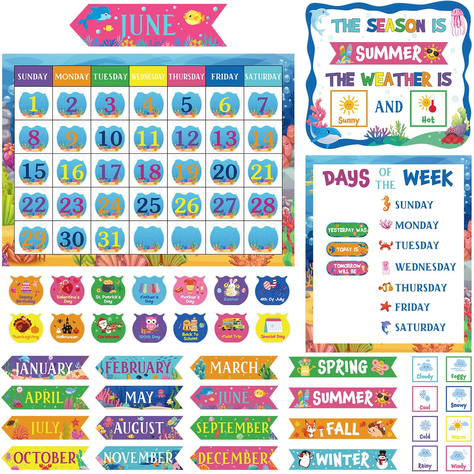 Snapklik.com : Tenare Classroom Calendar Bulletin Board Set, Calendar ...
