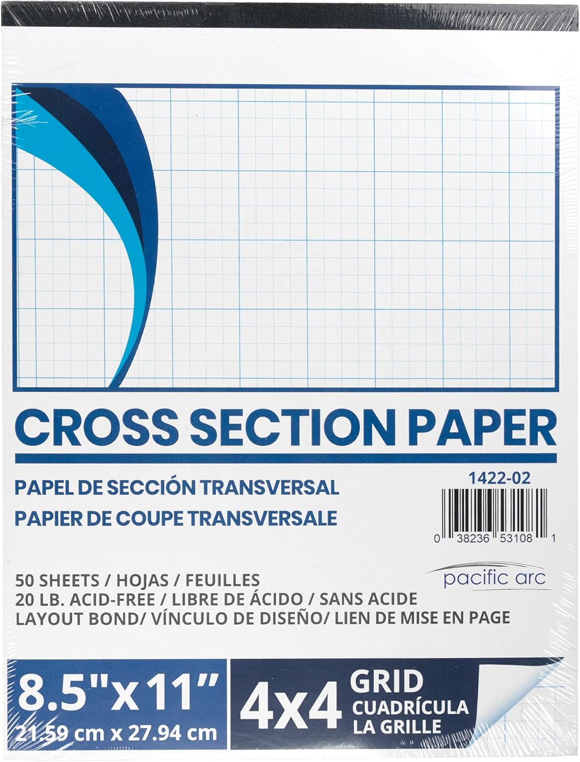 Pacific Arc Cross Section Paper Pad, 50 Sheets, 8.5 Inch x 11 Inch, 4 x ...