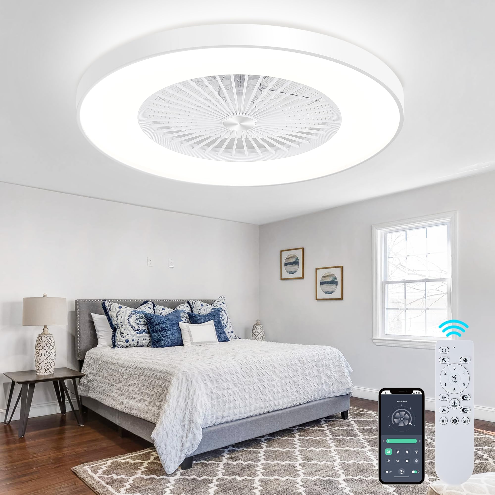 Ceiling Fans with Lights and Remote,20" Fandelier Ceiling Fan Flush ...