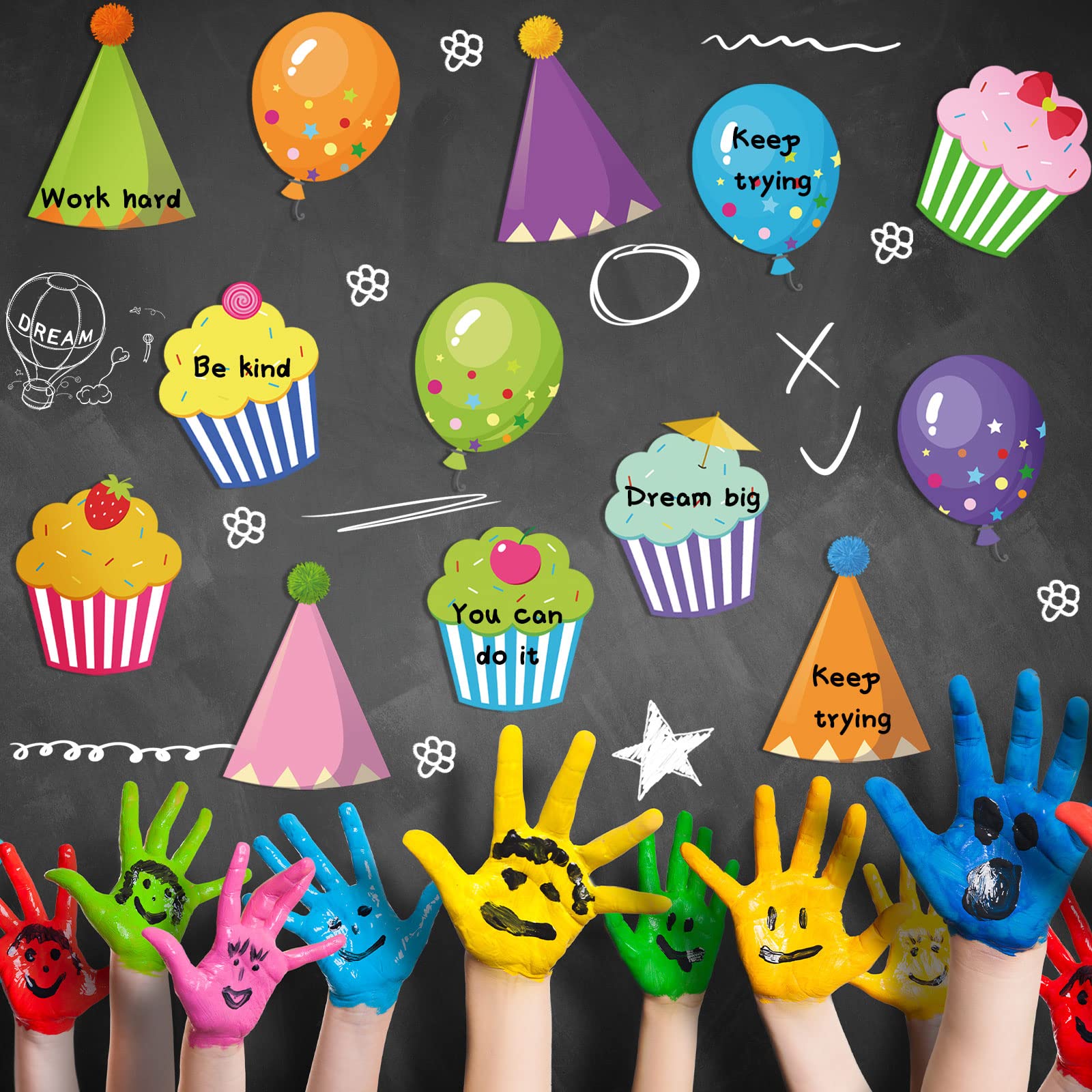Snapklik.com : Yexiya 60 Pieces Colorful Cupcake Cutouts Birthday ...
