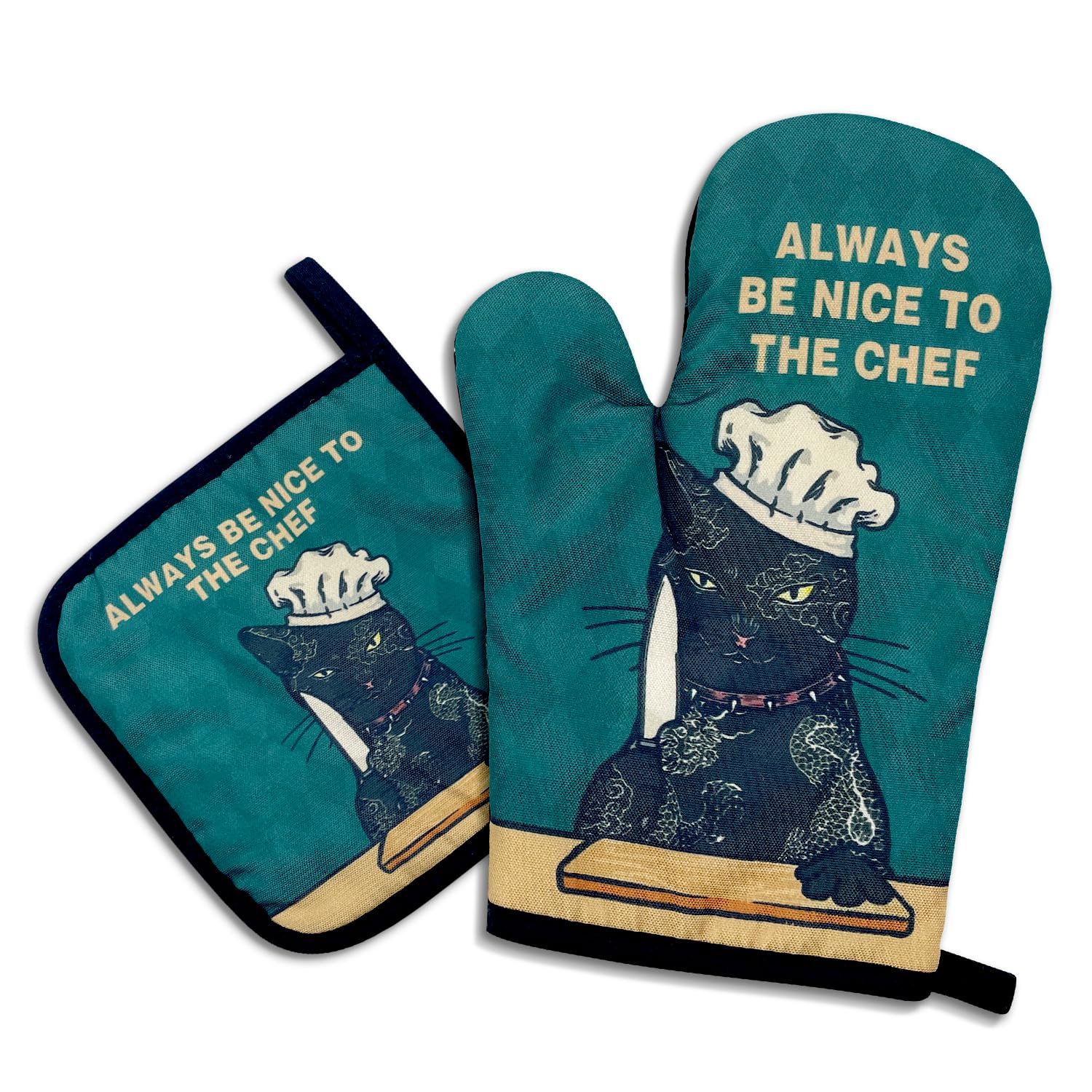 Amazon.com: Always be Nice to The Chef,Funny Oven Mitts and Pot Holders ...