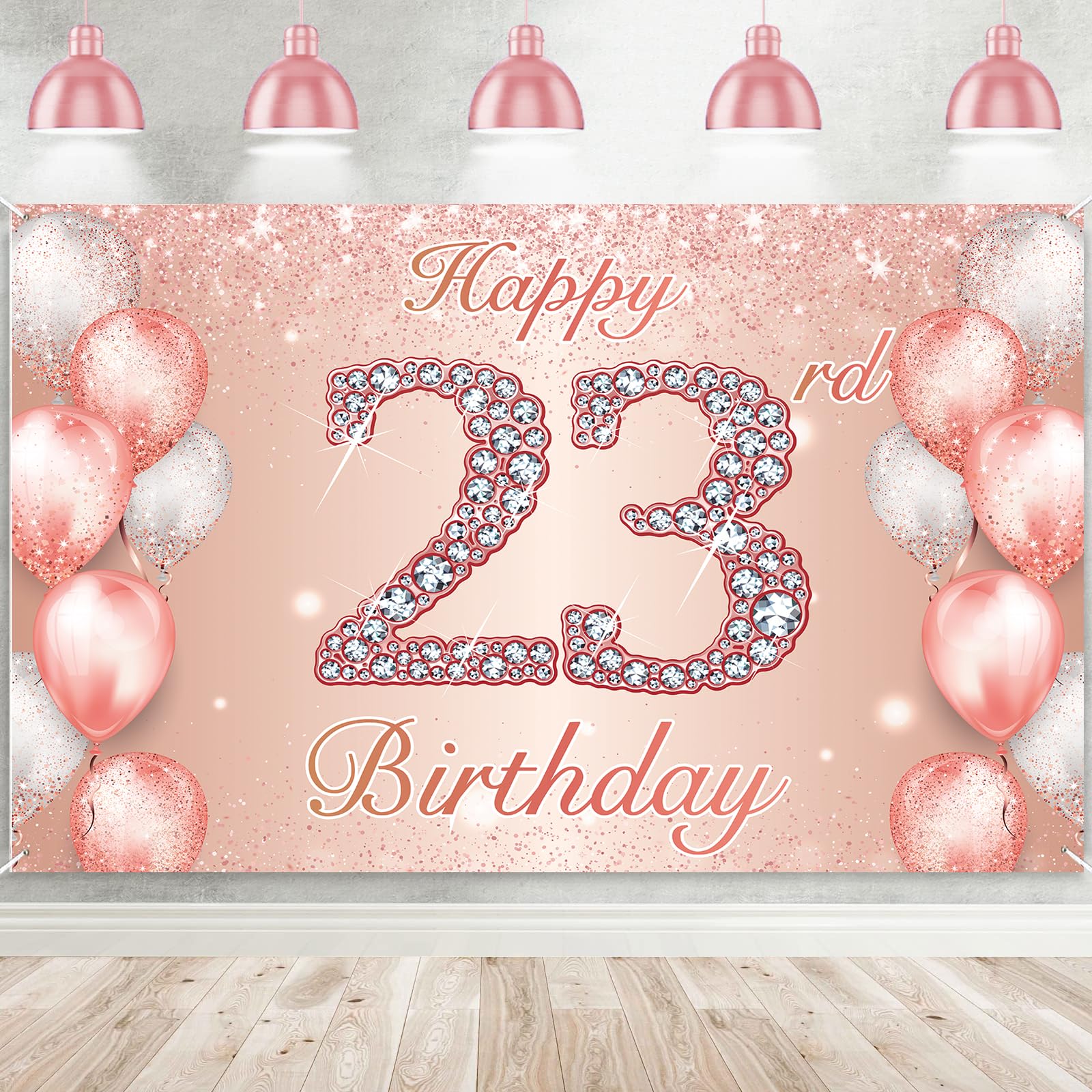 Amazon.com: Happy 23rd Birthday Rose Gold Banner Cheers to 23 Years Old ...
