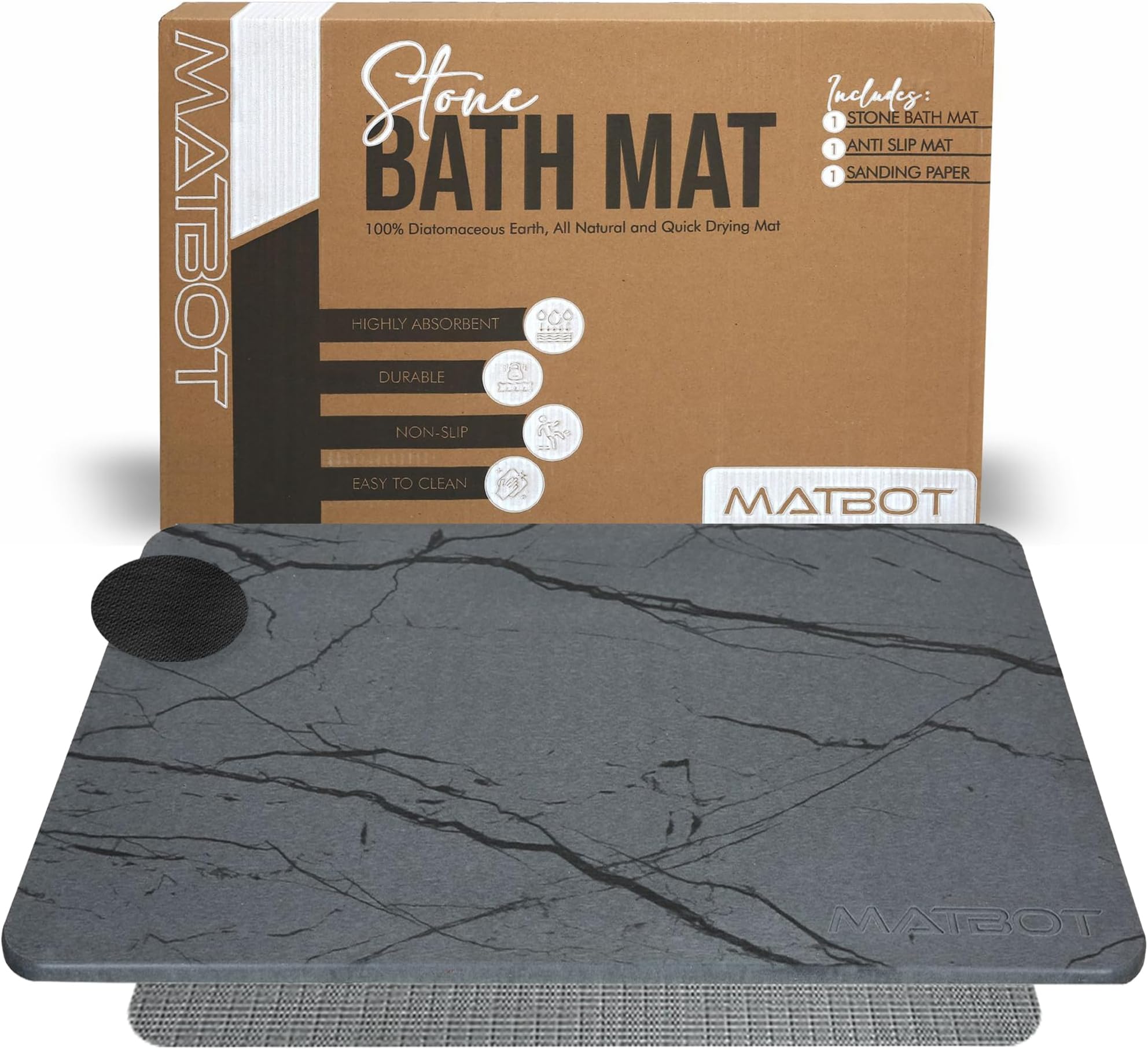 Amazon.com: Navaris Diatomaceous Earth Bath Mat - Diatomite Stone Floor ...