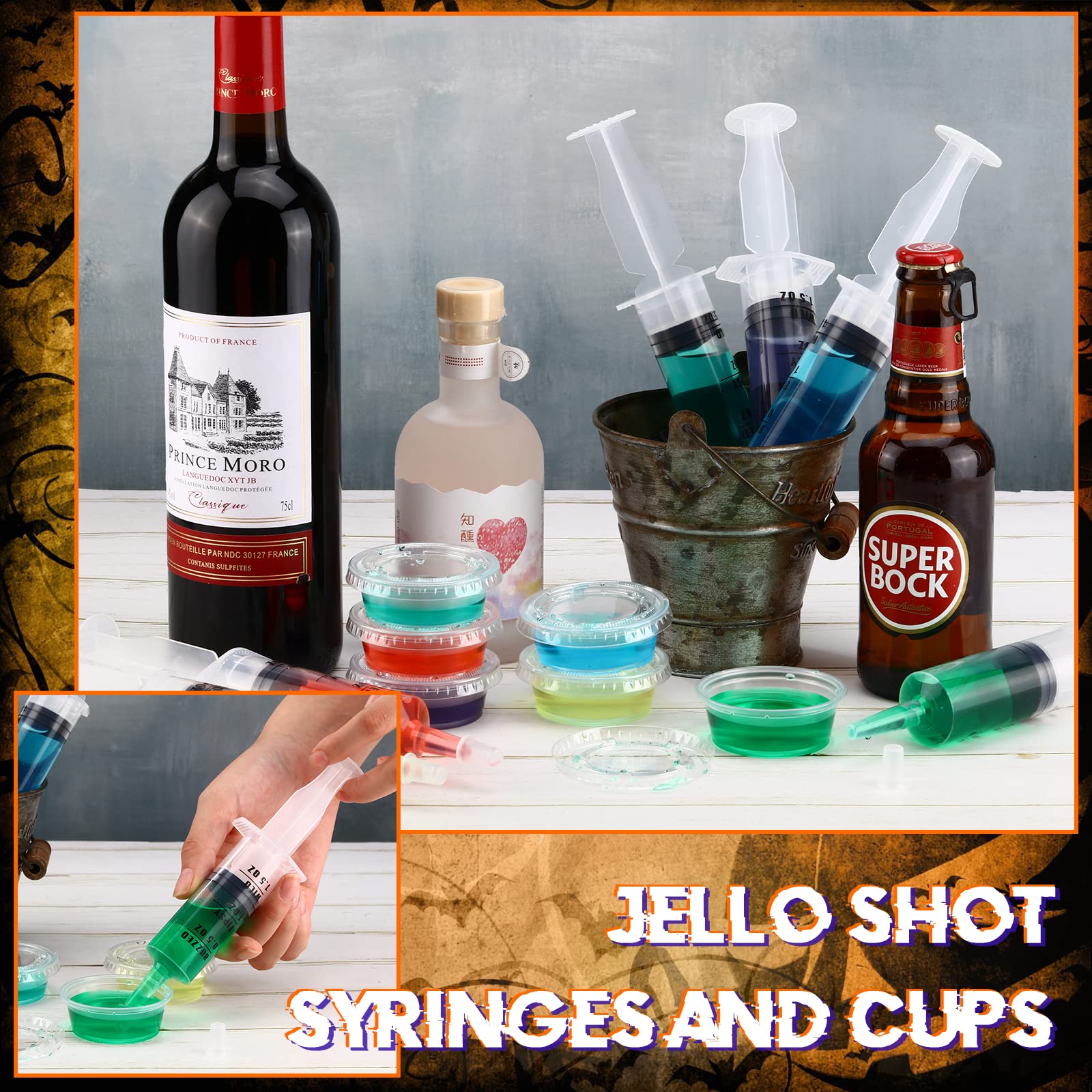 Konohan 100 Pcs Halloween Jelly Shot Set Include 1.5 oz Jelly Shot ...