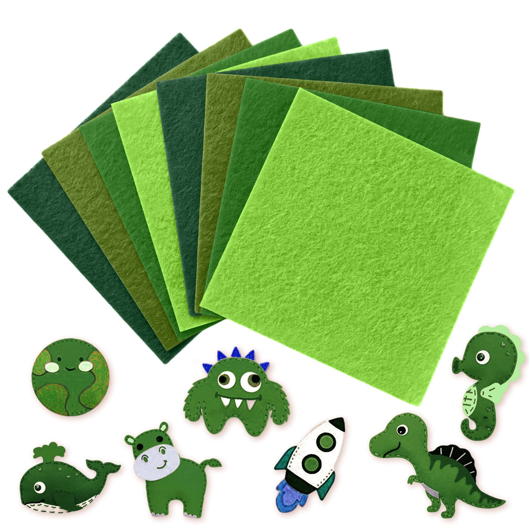 Amazon.com: Hlonon 40Pcs Green Felt Fabric Sheets, 4 x 4 Inch Pre-Cut ...