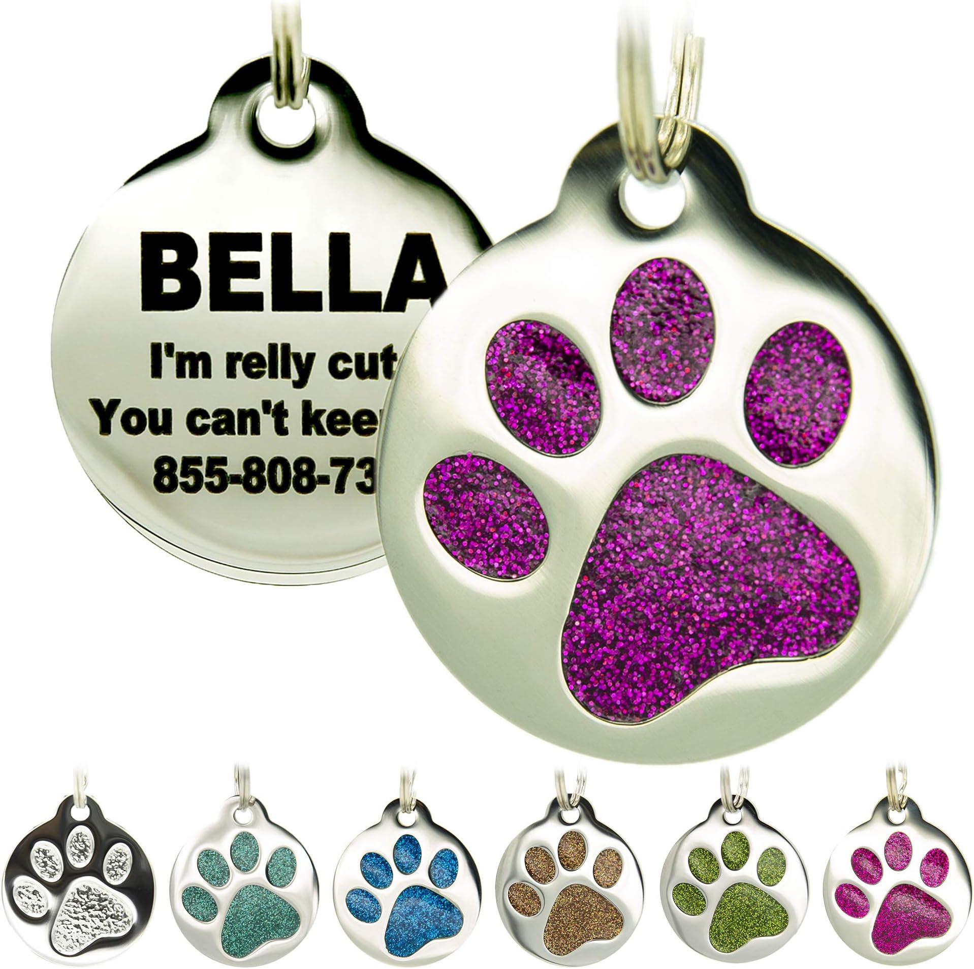 Amazon.com: Engraved Cat Tags - Personalized with 4 Lines of Custom ...