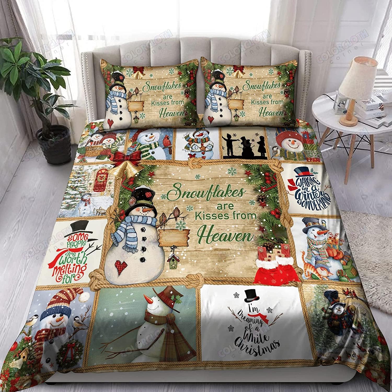 Snowman Merry Christmas Bedding Set Personalized Quilt Bed Set (Single ...