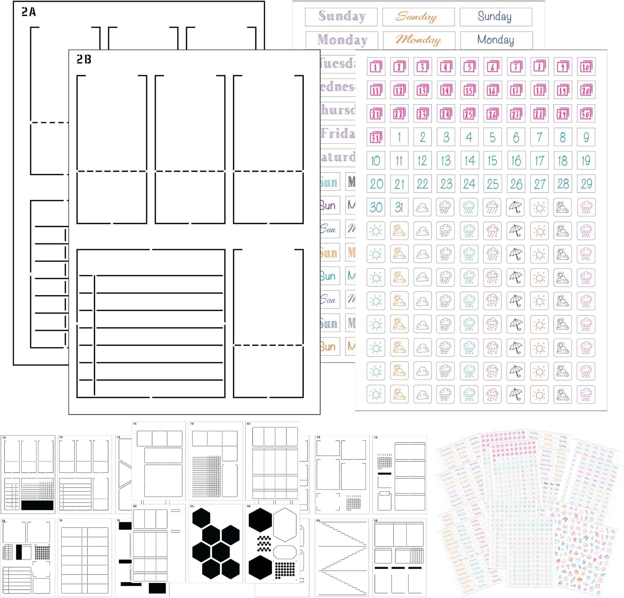 Amazon.com : Weekly Planner Layout Journaling Supplies Kit (32 pcs ...