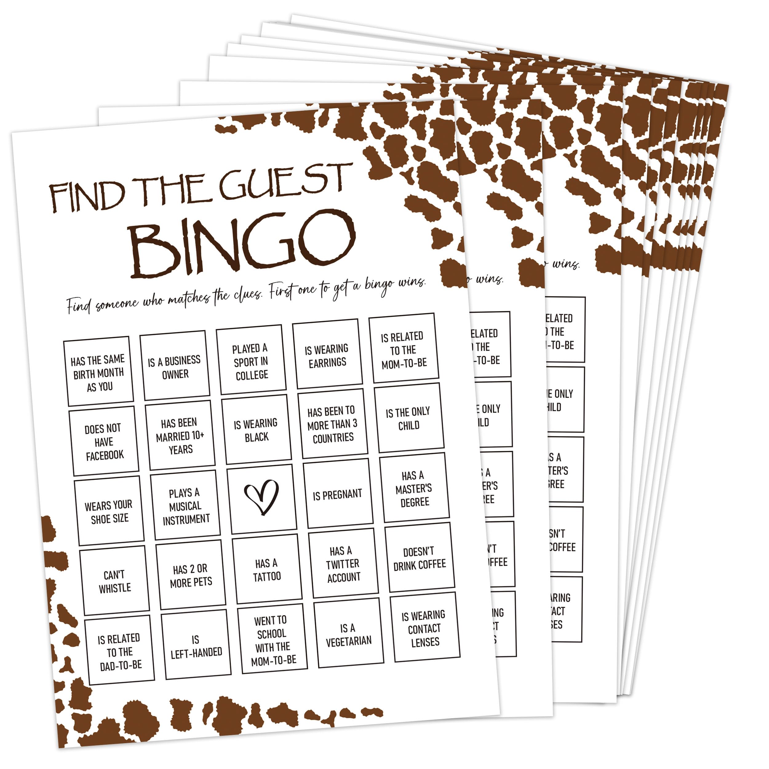 Baby Shower Guest Bingo Game Baby Shower Bingo Cards | Bingo Party