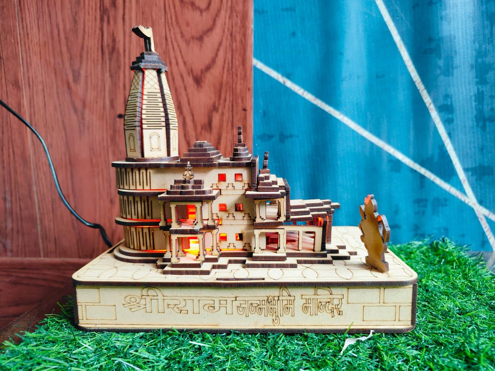 WoodHub Shri Ram Mandir | MDF Wooden Temple | 3D Miniature | Decoration ...