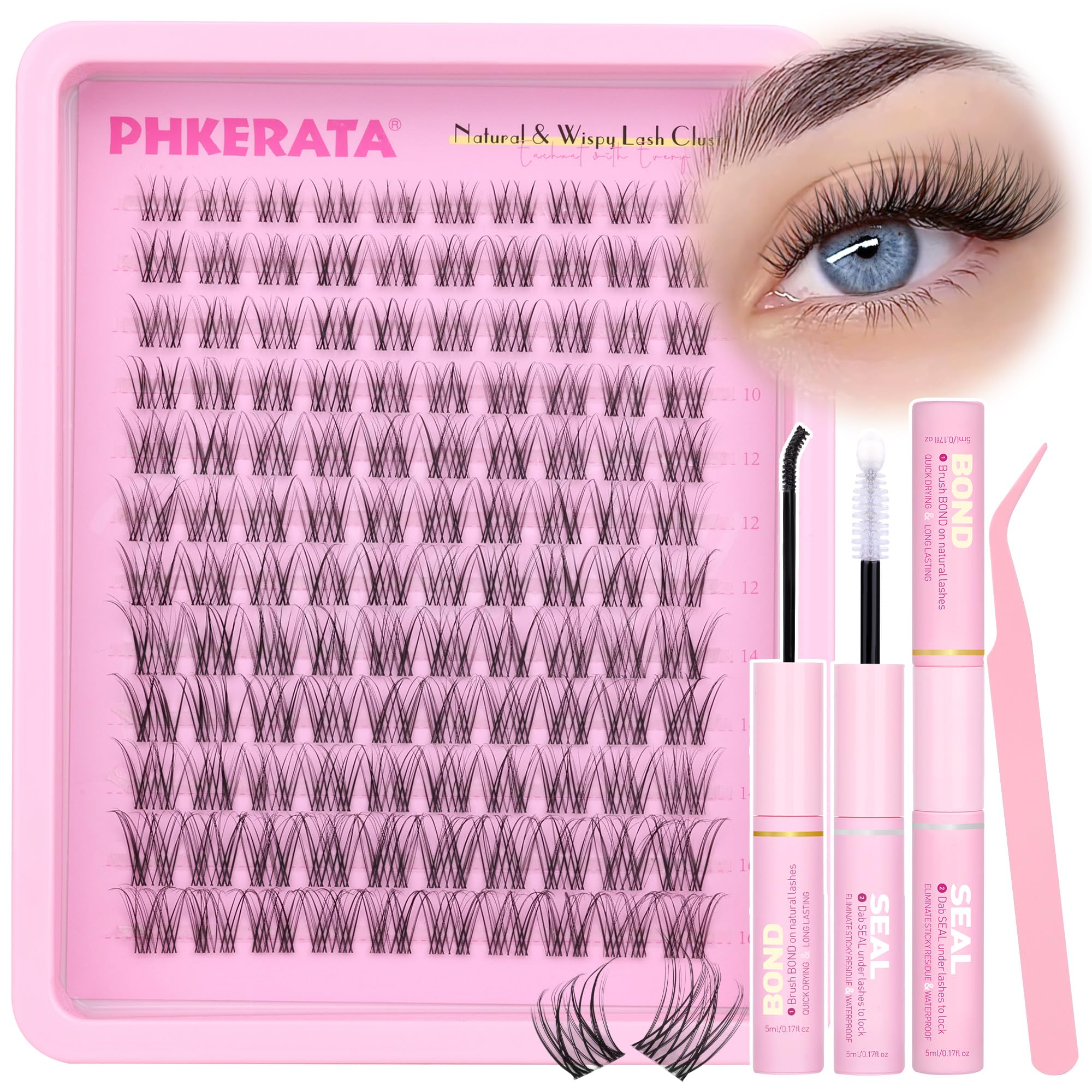 Amazon.com: PHKERATA Invisible Band Lash Clusters Kit Wispy Lash ...