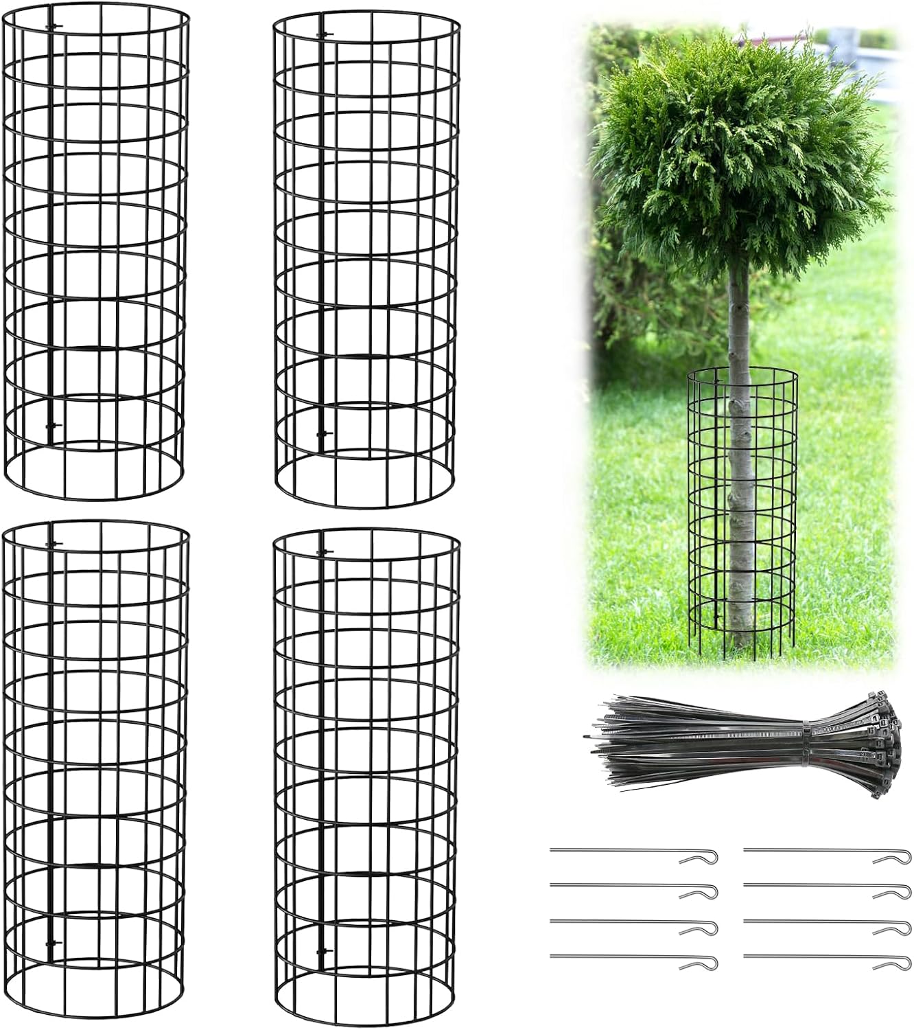 Amazon.com : 4 Pack Steel Tree Trunk Protectors with Zip Ties and Metal ...