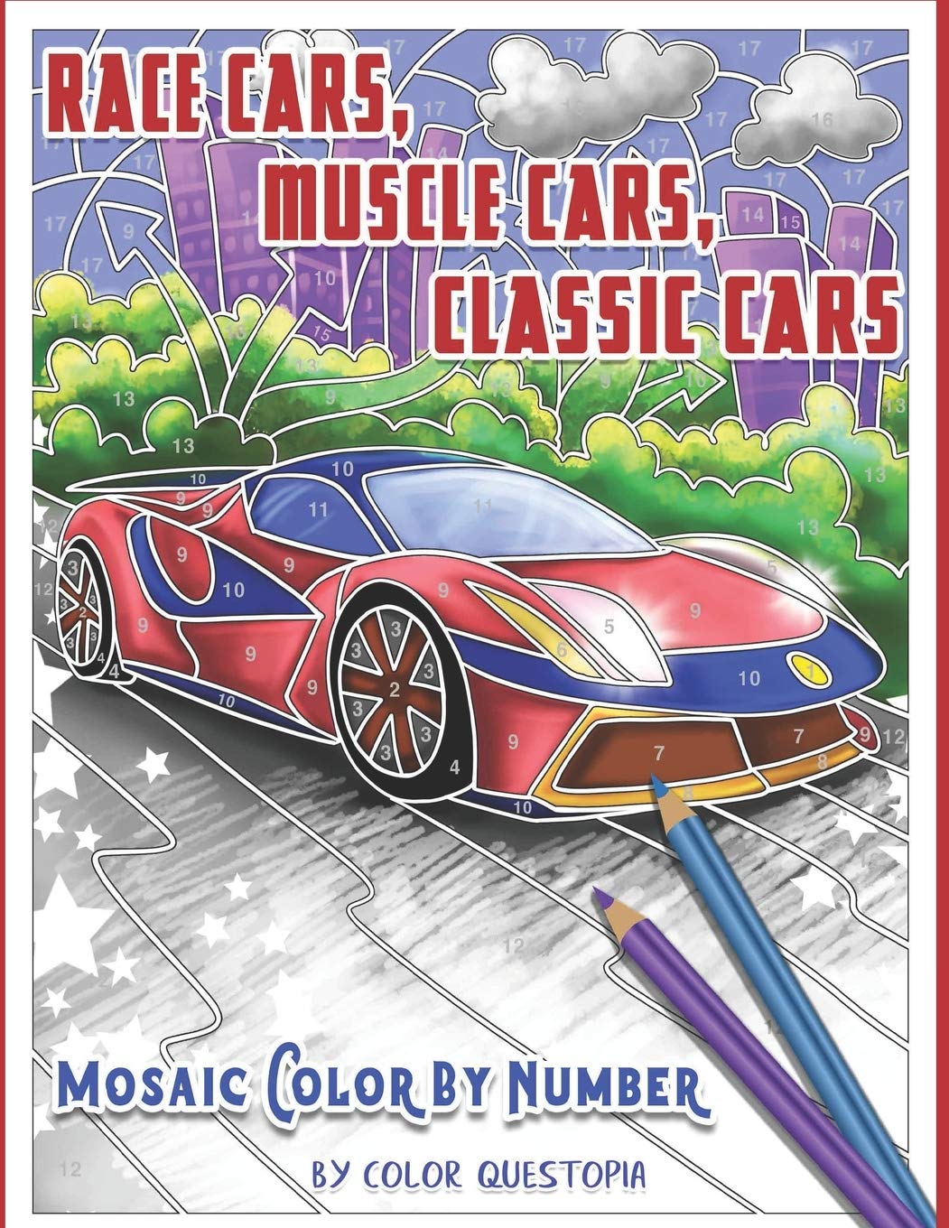 Amazon.com: Race Cars, Muscle Cars, Classic Cars Mosaic Color By Number ...