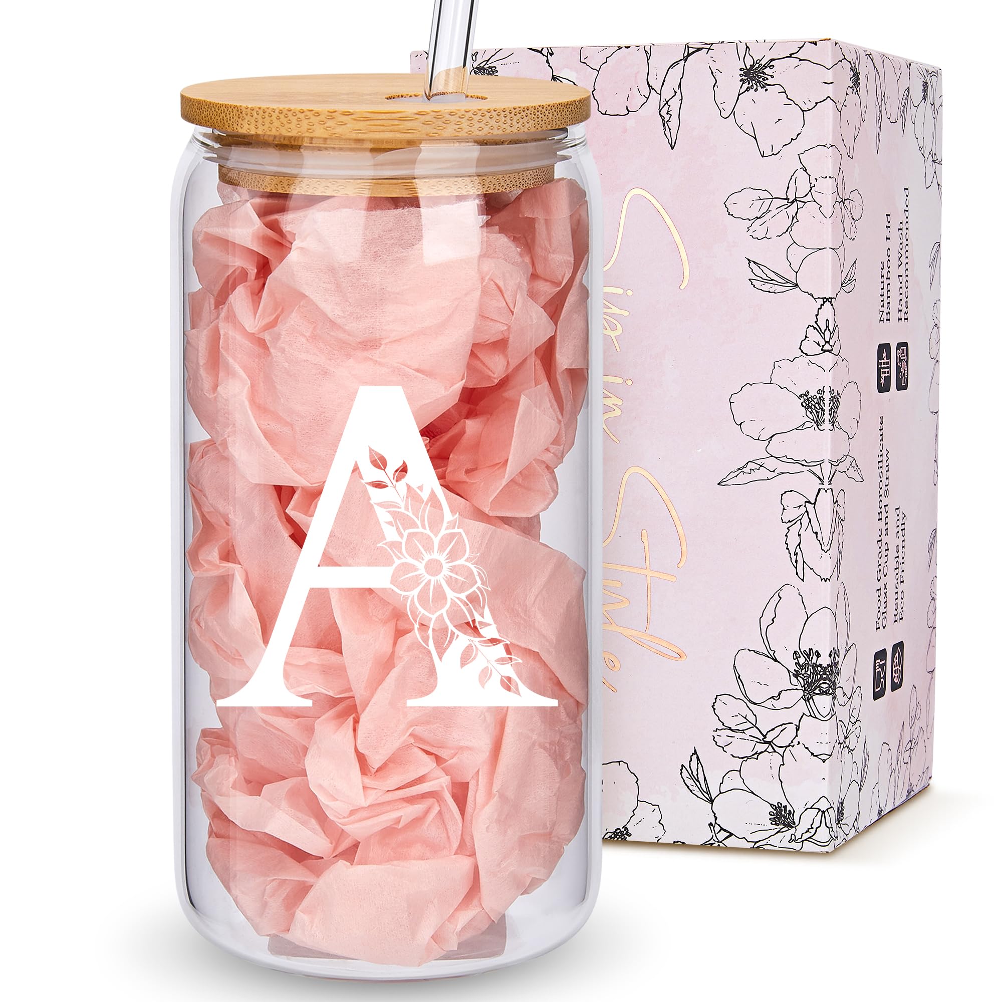 Amazon.com | Personalized Gifts for Women, Monogrammed Glass Cups with ...