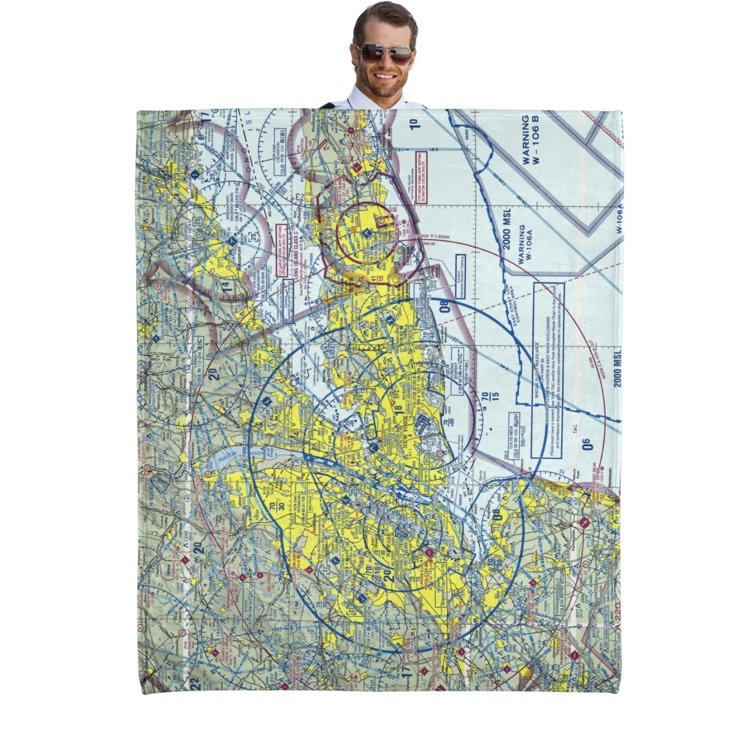 Amazon.com: Cloud 9 VFR Sectional Chart Throw Blanket Pilot Gifts for ...
