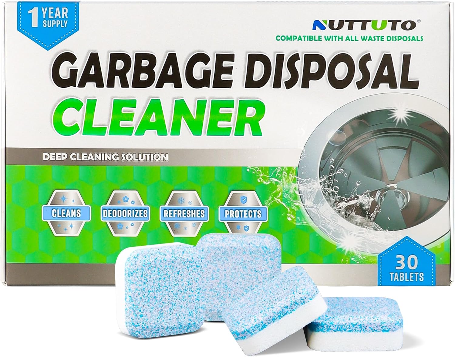 Amazon.com: NUTTUTO Garbage Disposal Cleaning Tablets, 1 Count (Pack of ...