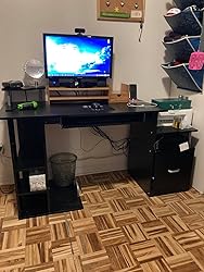 HOMCOM Computer Desk with Monitor Stand and Keyboard Tray, Writing ...