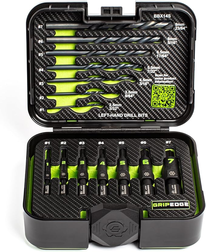 GRIPEDGE Tools | 14PC G-FORS Extractor Set | Sizes #1 - #7 | Left Hand ...