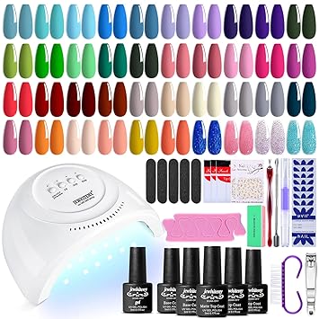 Amazon.com: JEWHITENY 45PCS Gel Nail Polish Kit with U V Light LED Nail ...