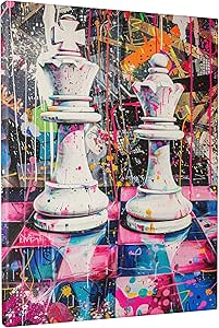 Amazon.com: Spring Abstract Chess Canvas Wall Art, Multi-Color Graffiti ...