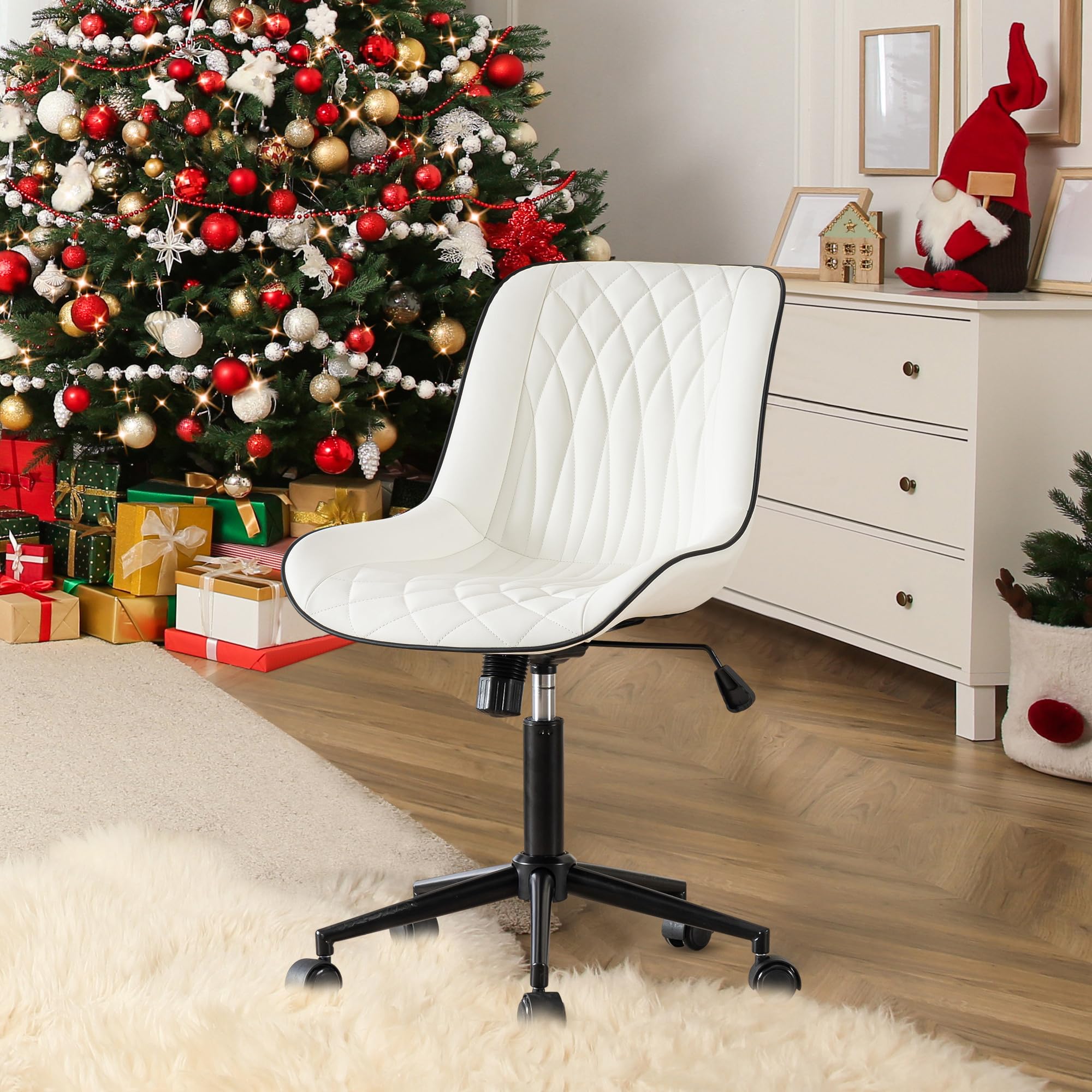 Amazon.com: YOUNIKE White Ergonomic Home Office Desk Chair No Arms ...