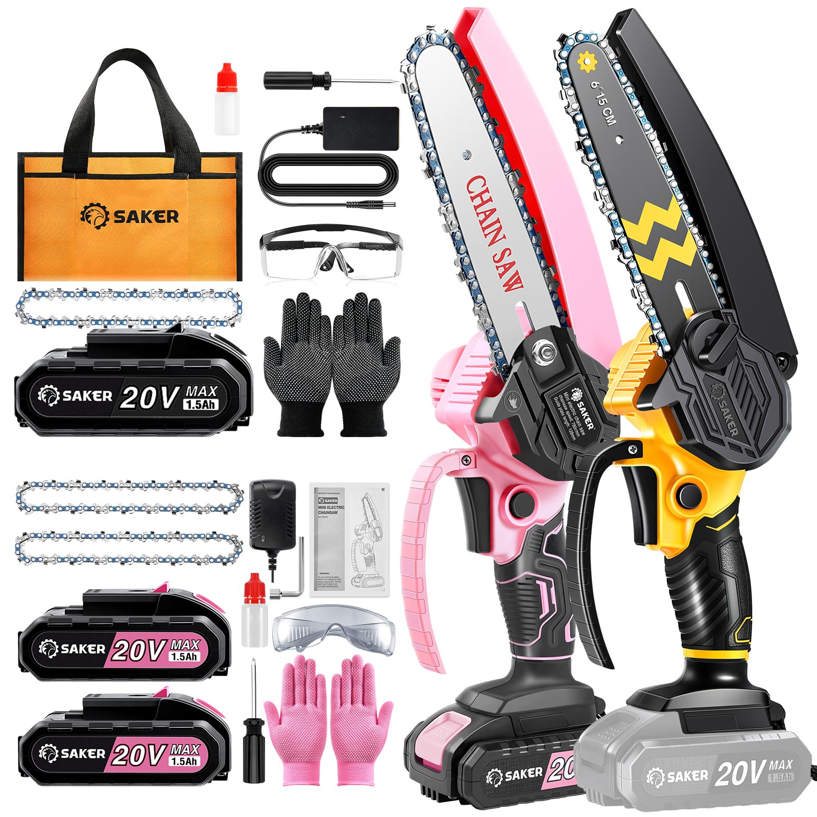 Amazon.com: Saker Mini Chainsaw Cordless 6-Inch 2023 Upgrade Switch ...