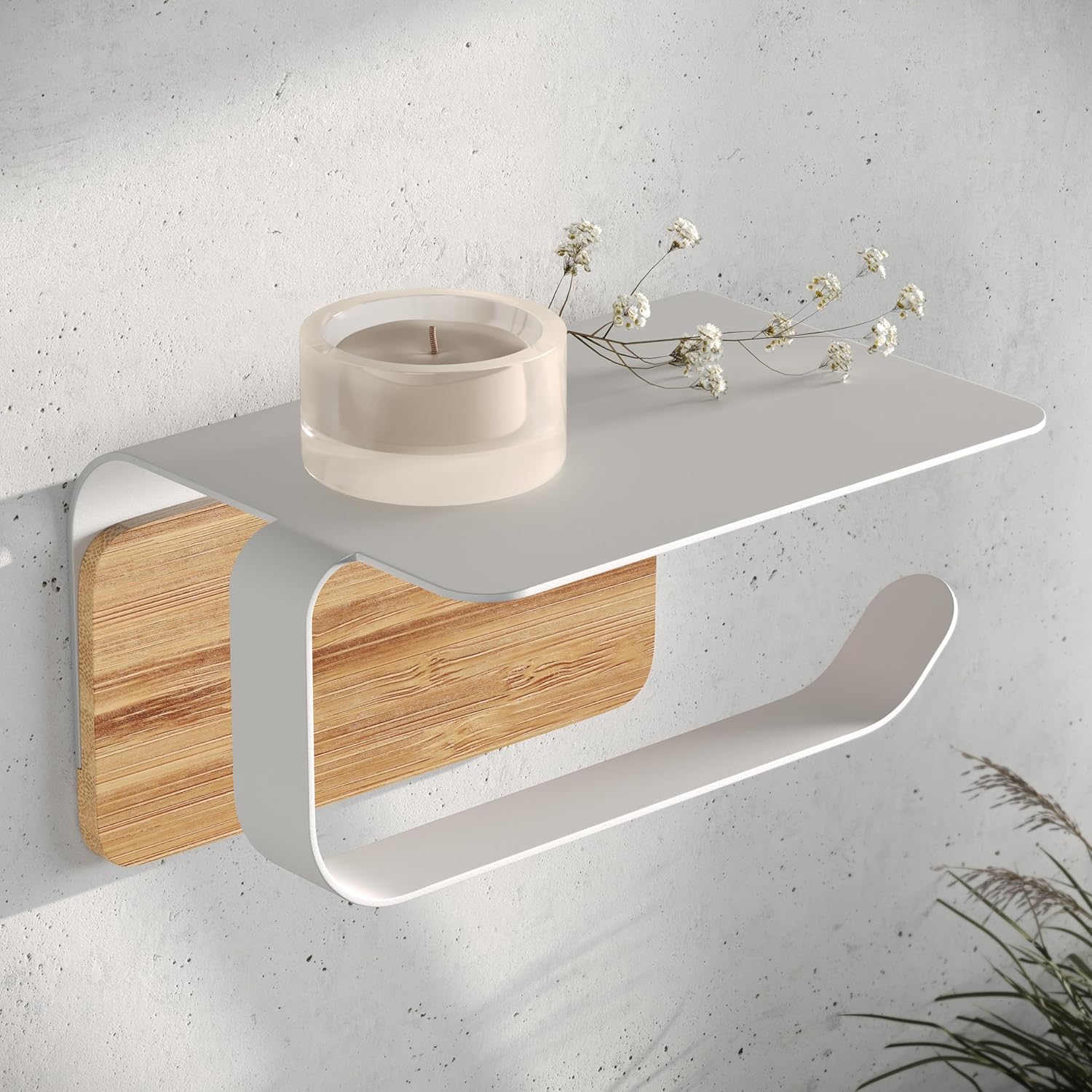 KAZAI.® Designer Toilet Roll Holder "Leif" - With Shelf | Wall Mounted ...