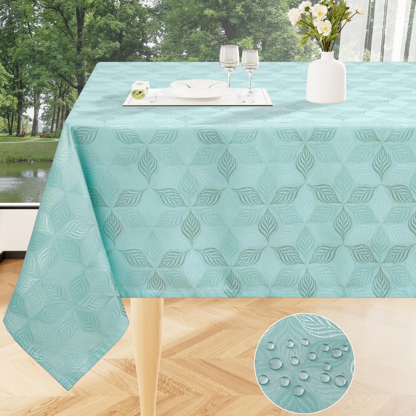 smiry Jacquard Rectangle Tablecloth 52x70 Inch, Waterproof Damask Table ...