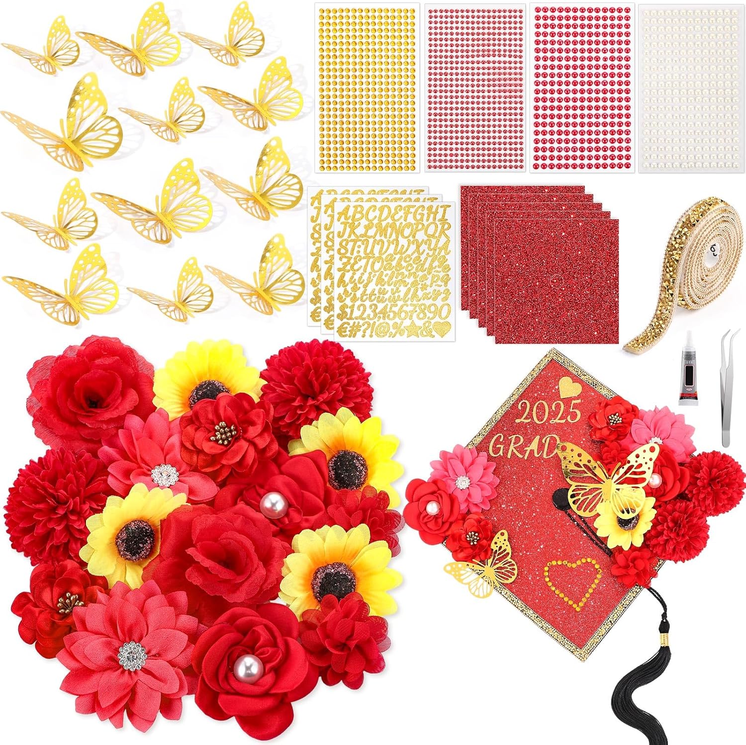 Amazon.com: Wavwavw 43 PCS DIY Graduation Cap Decorations Kit, Grad Cap ...