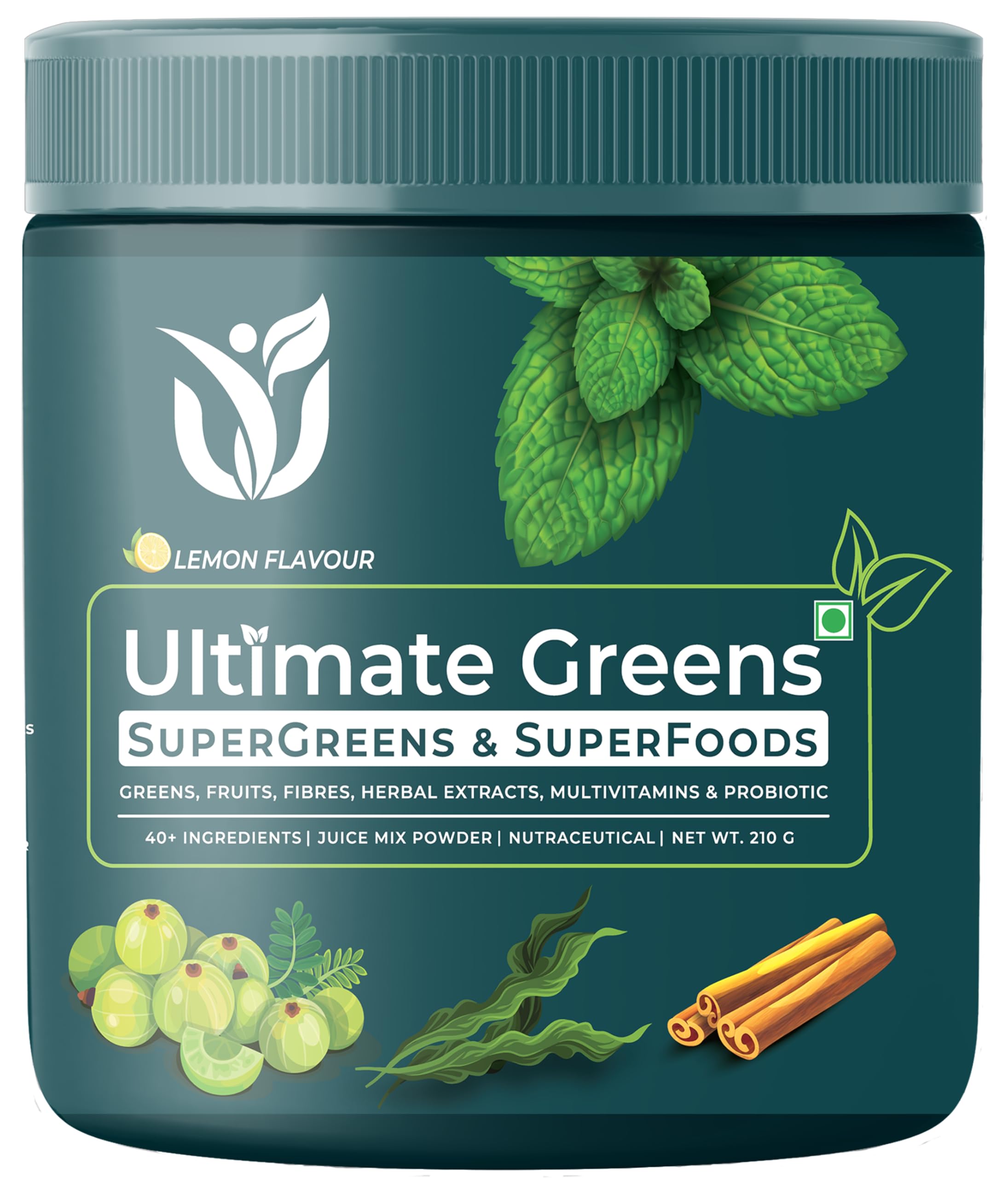 Buy U Y ULTIMATE YOU Greens Supplements Lemon Flavour 210G(30 Servings) Improves ,Gut &Digestion ...