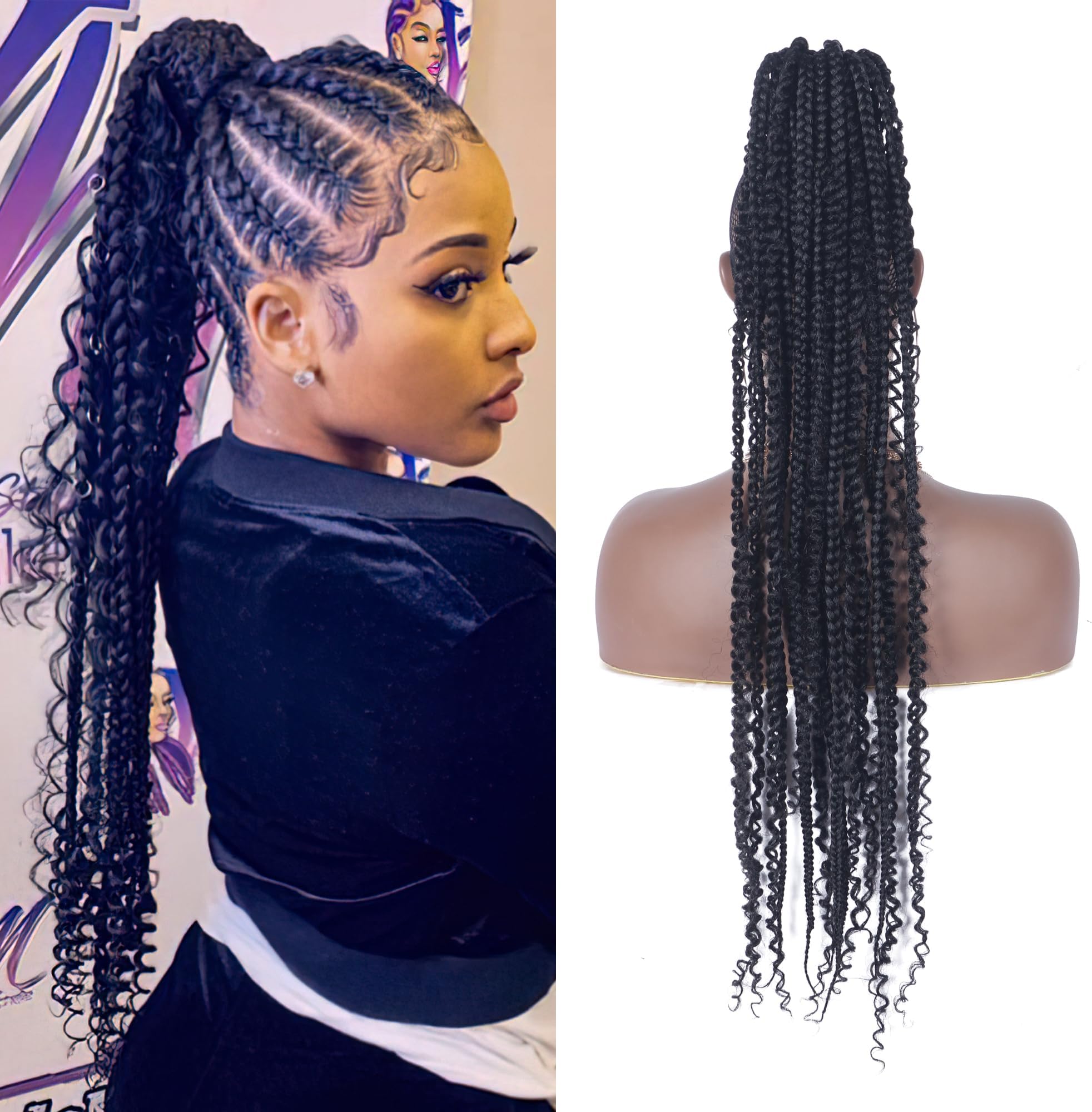 Amazon.com : Alebery 28 Inch Braided Ponytail Extension for Black Women ...