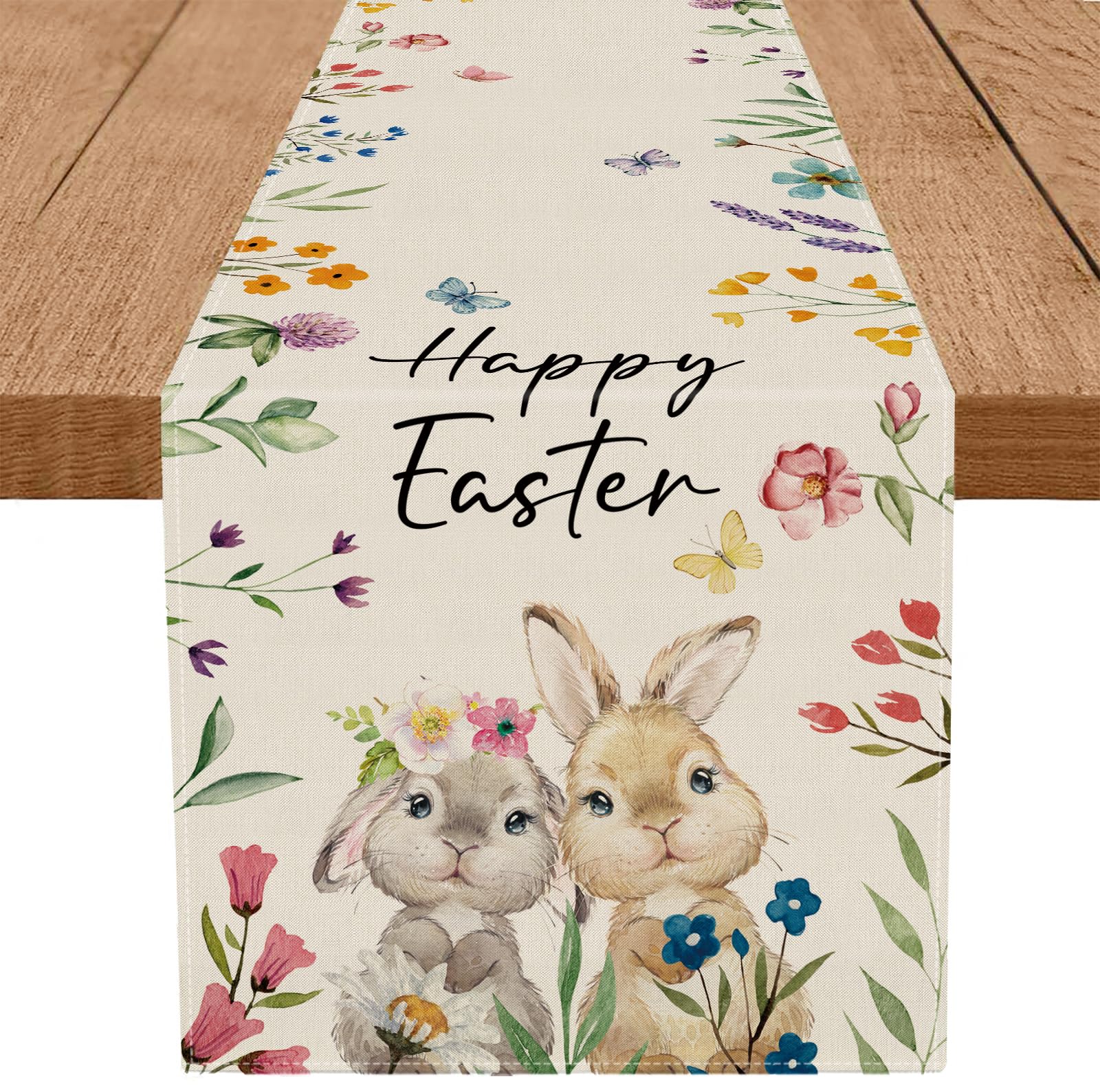 Amazon.com: GPGHE Happy Easter Table Runner Bunny Floral Butterfly ...