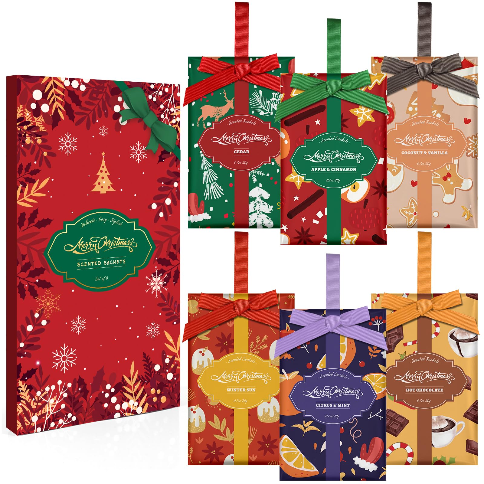Amazon.com: STRN Christmas Scented Sachets Pack of 6 Festive Aromas for ...