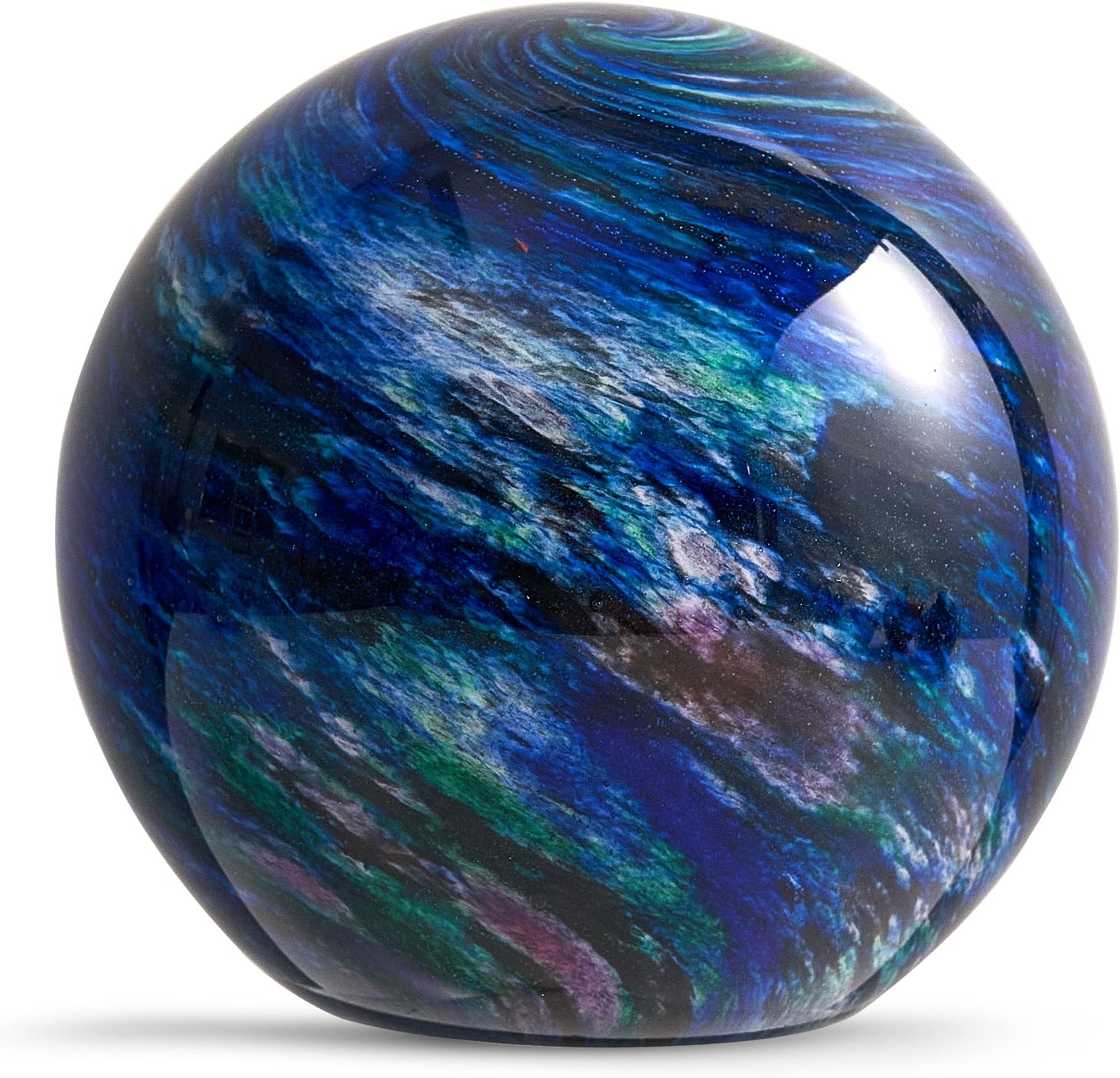 EUSTUMA Hand Blown Glass Figurines Ball Planet,Paperweight Glass Ball ...