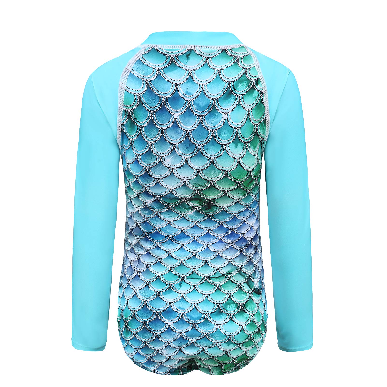 Snapklik.com : Girls One Piece Mermaid Swimsuits Long Sleeve Rash Guard ...