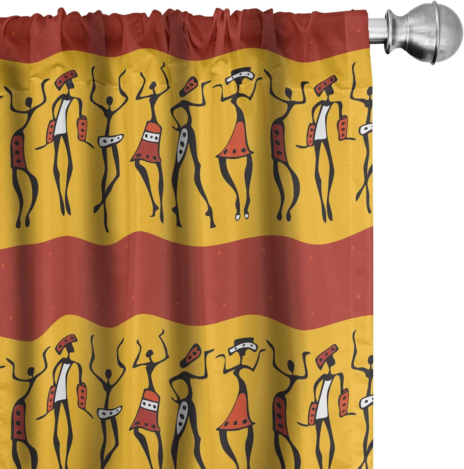 Amazon.com: Ambesonne African Window Curtains, Dancing Abstract Wall ...