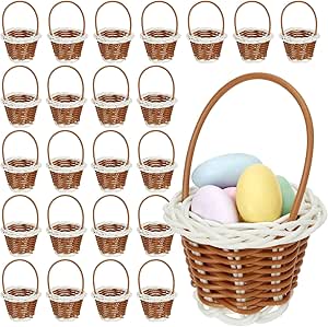 Amazon.com: 24 Pack Mini Woven Baskets with Handles - Miniature Baskets ...